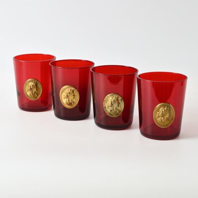 Red glass tumblers store