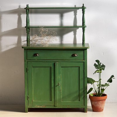 Antique Emerald Green Kitchen Cabinet 1920s