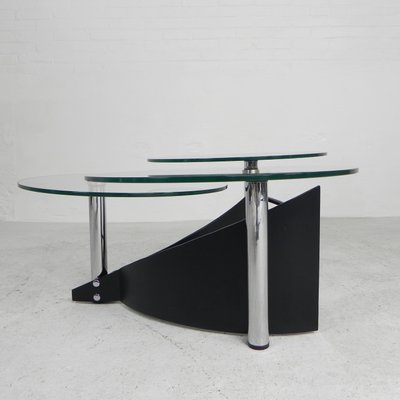 Vintage Coffee Table with Rotating Glass Plates 1980s