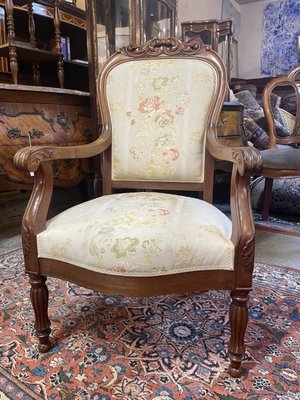 Armchair in Mahogany and Fabric
