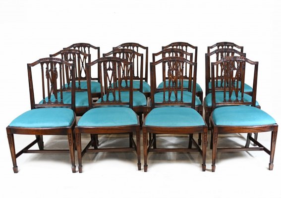 Hepplewhite Dining Chairs in Mahogany 1890s Set of 12