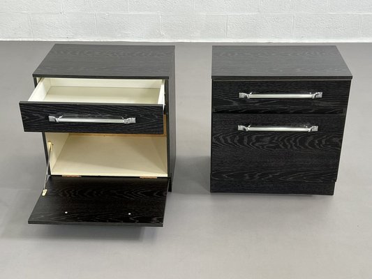 Vintage Black and Chrome Bedside Tables Set of 2 for sale at Pamono