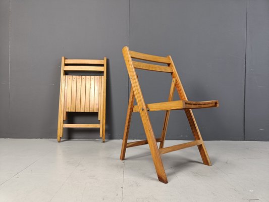 Mid Century Wooden Folding Chairs 1950s Set of 6 for sale at Pamono
