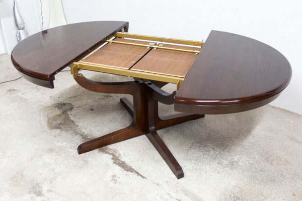 Round Mahogany Dining Table from Baumann 1960s