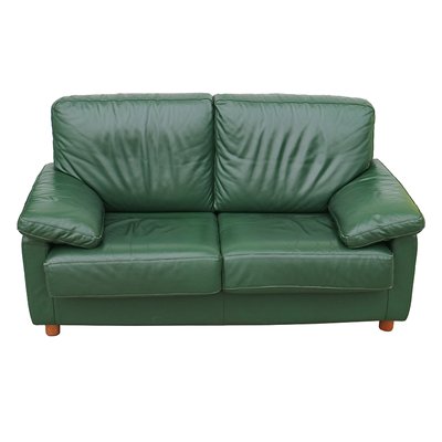 Antique green leather sofa store