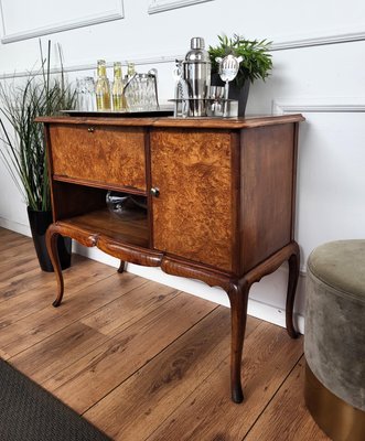 Mid Century Italian Modern Wood and Brass Dry Bar Drinks Cabinet 1960s