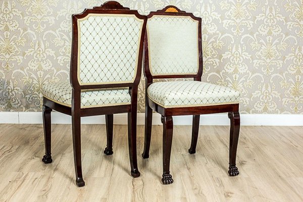 Round Table with Upholstered Chairs 1950s Set of 5