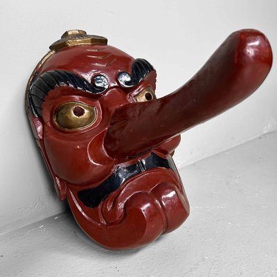 Traditional Wooden Tengu Mask 1920s