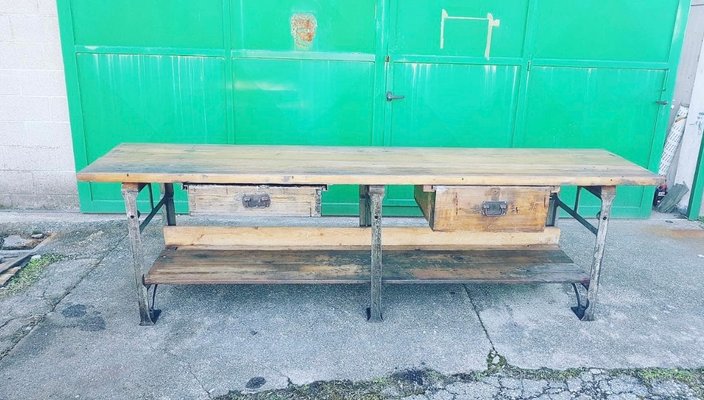 Vintage industrial workbench store