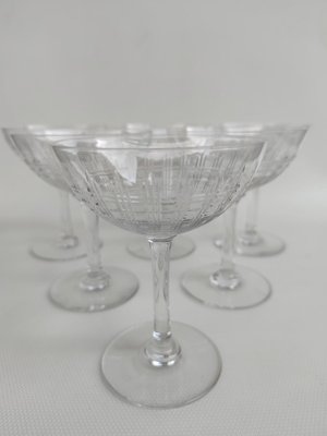 Baccarat Crystal Champagne Glasses Model Cavour 1920s Set of 6