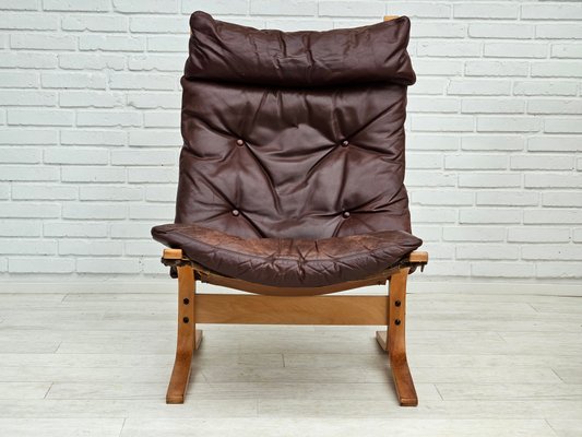 Norwegian Leather Bentwood Siesta Lounge Chair by Ingmar Relling for Westnofa 1970s