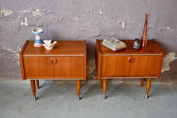 Vintage Style Scandinavian Bedside Tables or Nightstands 1970s Set of 2