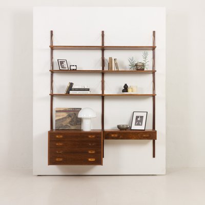 Two Bay Rosewood Wall Unit with Small Desk by Preben Sorensen for Randers Denmark 1960s