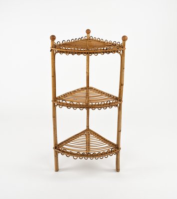 Corner rattan shelf store