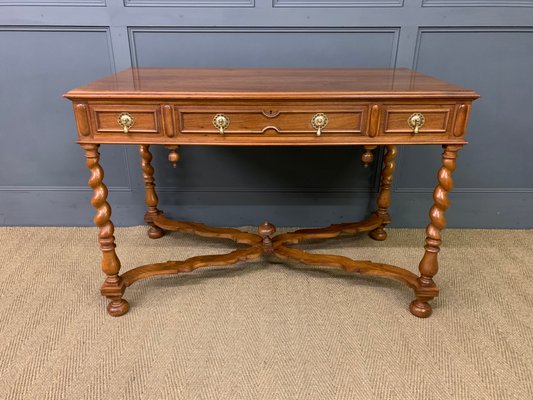 Walnut Barley Twist 3 Drawer Side Table 1900s