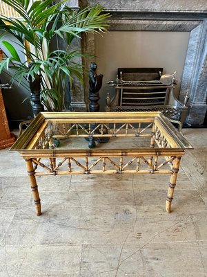 Bamboo and Brass Tray Topped Cocktail Table 1960