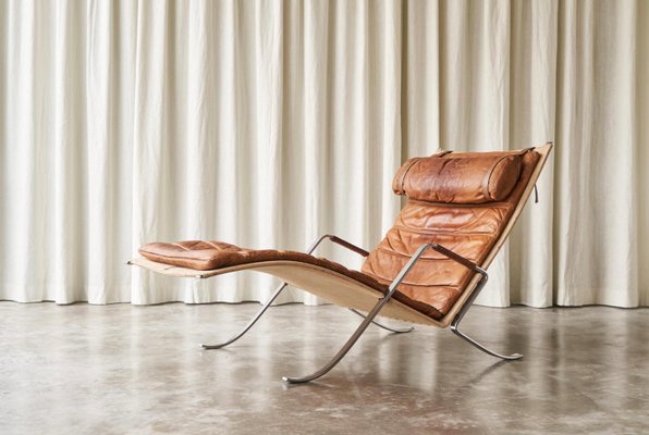 FK87 Lounge Chair in Patinated Cognac Leather by Fabricius Kastholm for Kill International 1960s