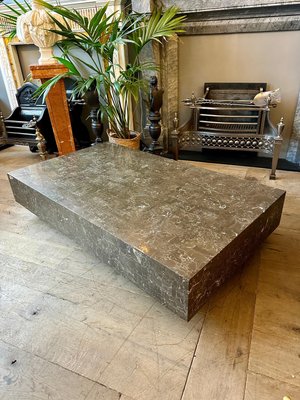 Large Low Coffee Table in Grey Tessellated Marble by Maitland Smith 1980s for sale at Pamono