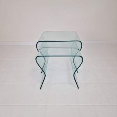 Tango Glass Nesting Table Set by Fabio Di Bartolomei for Fiam Italia Set of 2