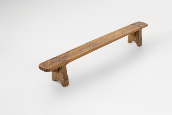 Rustic Low Bench in Wood France 1850s