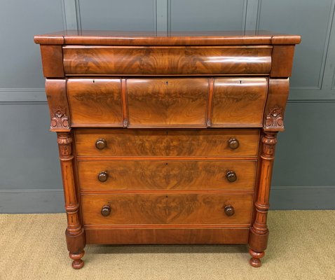Scottish Victorian Flame Mahogany Chest of Drawers 1875