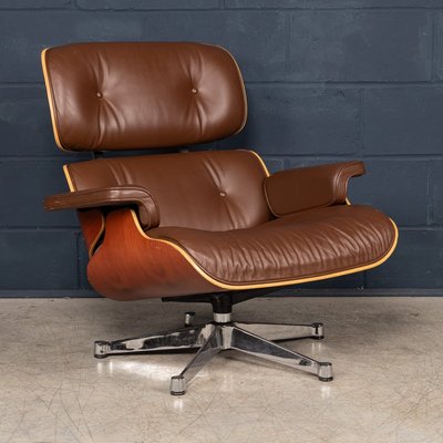 Vintage Brown Leather Lounge Chair by Eames for Vitra 1990s