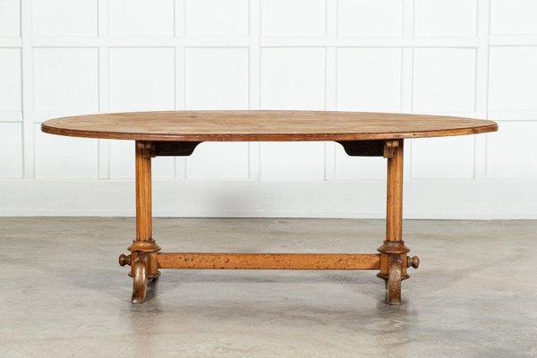 19th Century English Pine Fruitwood Oval Dining Table 1890s