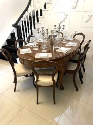 Oval Burr Walnut 8 Seater Dining Table 1920s