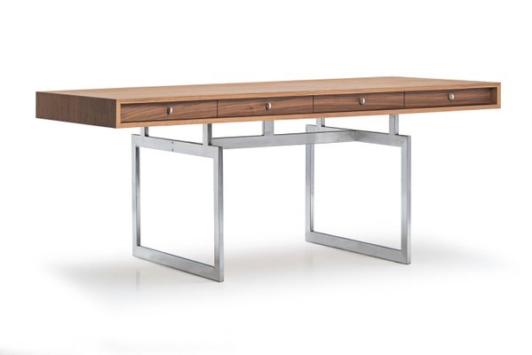 Stainless Steel and Walnut Office Desk by Bodil Kjaer for Karakter for sale at Pamono