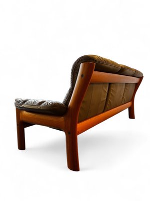 Swedish Teak and Leather Stressless Montana Living Room Suite by Jen Erkones for Erkones 1972 Set of 3 for sale at Pamono