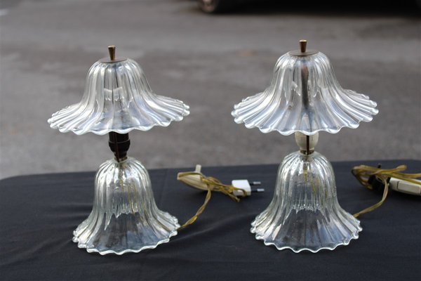 Small Mushroom Bedside Lamps from Barovier 1940s Set of 2