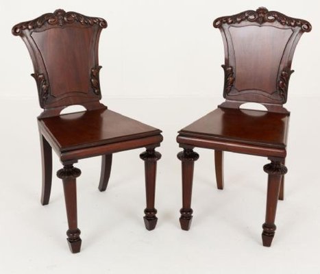 19th Century William IV Hall Chairs Mahogany Seats Set of 2