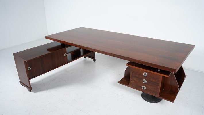 Mid Century Modern Large Desk with Drawers Italy 1960s