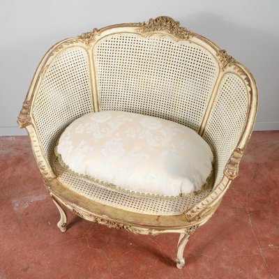 Venetian Cream and Gold Lacquered Tub Chair 1950s