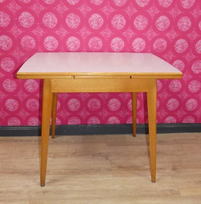 Extendable Wood Formica Kitchen Table 1950s