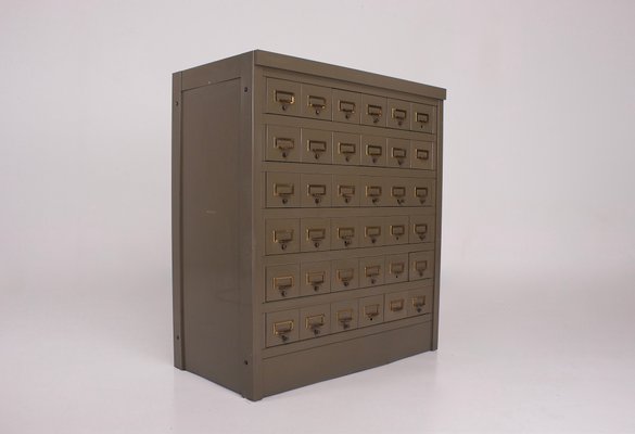 Industrial Green Metal Filing Cabinet with Drawers 1960s for sale at Pamono