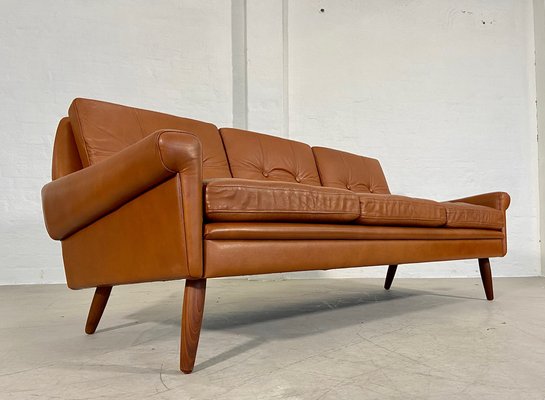 Vintage Danish 3 Person Sofa in Cognac Leather from Svend Skipper 1964