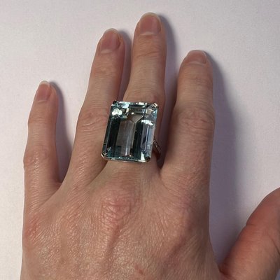 32.70 Karat Aquamarin und Diamant Cocktailring 2000er