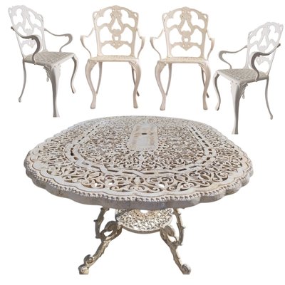 Victorian cast iron table and chairs store