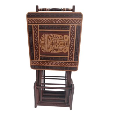Vintage Mexican Aztec Style Nesting Tables Set of 4 for sale at Pamono