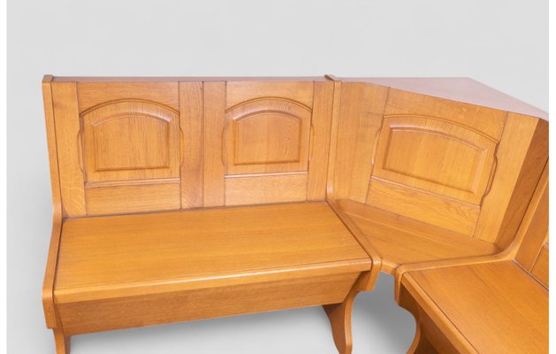 Corner Bench in Oak with Storage Rustic and Functional Design
