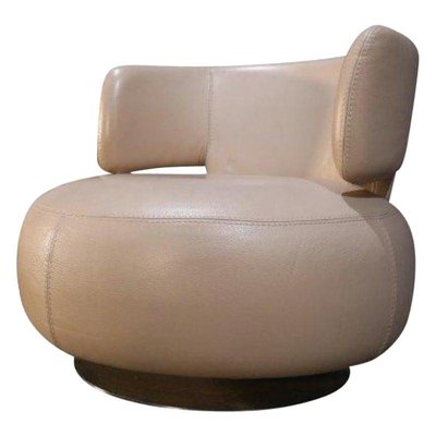 Curl Swivel Armchair in Cream Leather from Roche Bobois