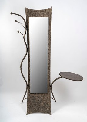 Dressing Table Coat Stand with Patinated Metal Chair 20th Century Set of 2