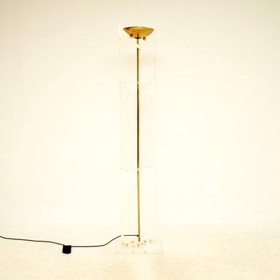Vintage Italian Brass and Acrylic Floor Lamp 1970s