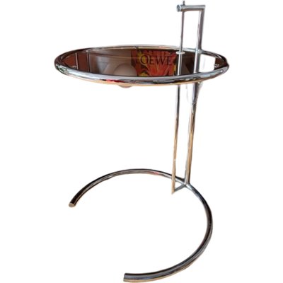 Mid Century German E 1027 Adjustable Table in Chrome and Crystal by Eileen Gray for ClassiCon for sale at Pamono