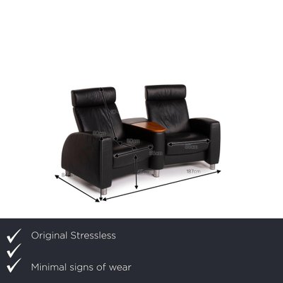 Arion 2 Seater Sofa in Black Leather from Stressless for sale at Pamono