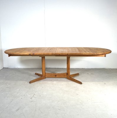 Scandinavian Style Extendable Oval Pine Dining Table 1980s