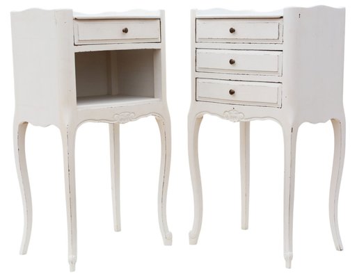 white shabby chic bedside table