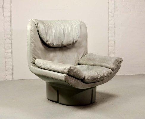 Italian Grey Leather Lounge Chair by Ammanati Vitello for Comfort Italy 1970s for sale at Pamono