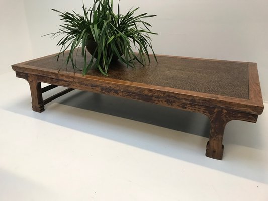 Vintage Indonesian Teak Rattan Coffee Table
